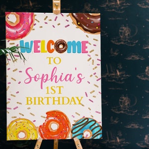 Donut Birthday Party Welcome Sign, Donut Birthday Welcome Poster ...