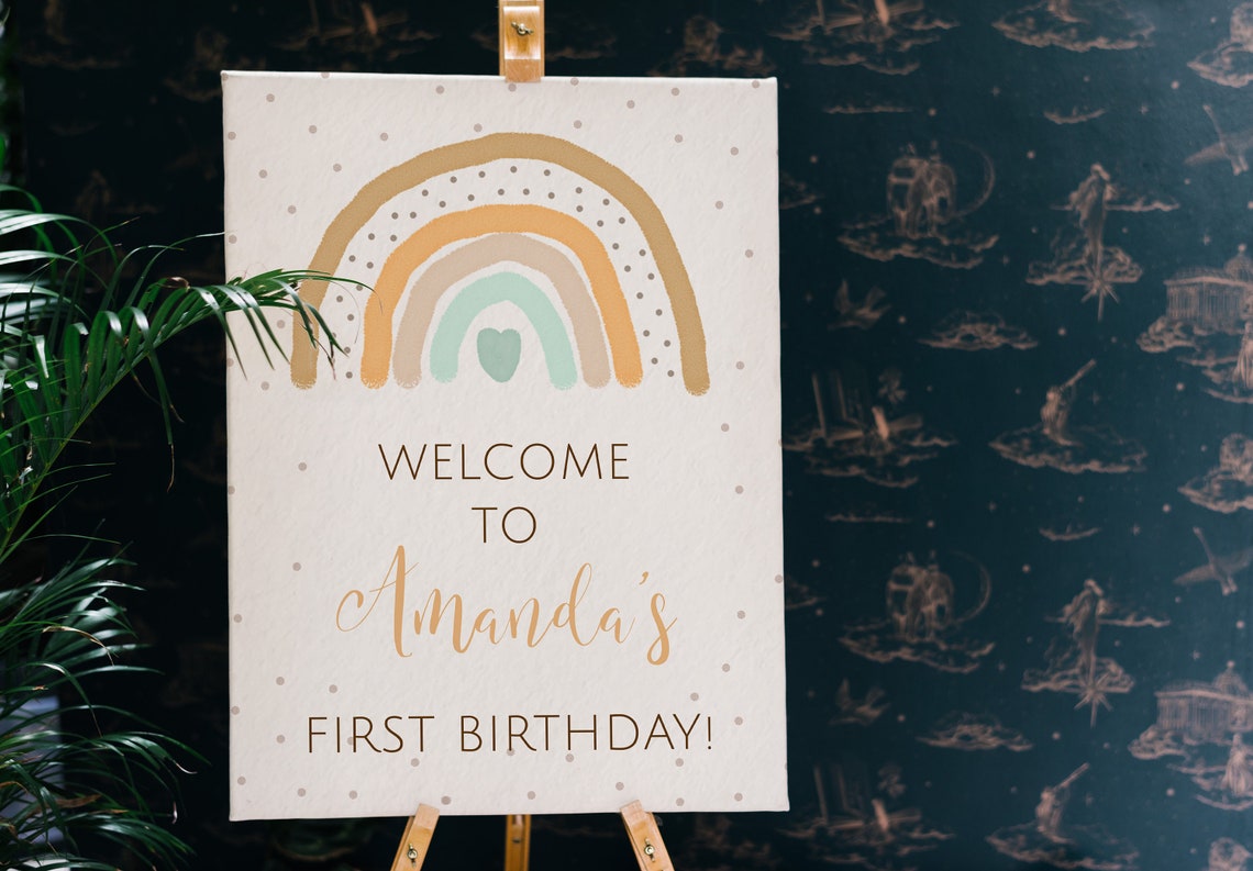 Boho Rainbow Welcome Sign Rainbow Yard Sign Rainbow Birthday | Etsy