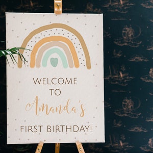 Boho Rainbow Welcome Sign, Rainbow Yard Sign, Rainbow Birthday Banner ...