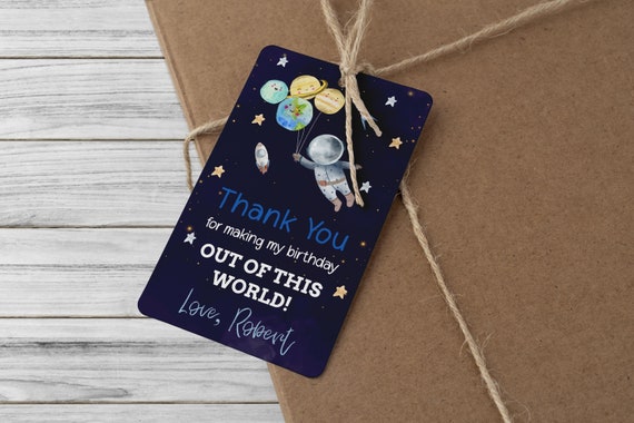 Editable Space Birthday Thank You Tags, Space Birthday Favor Tags ...