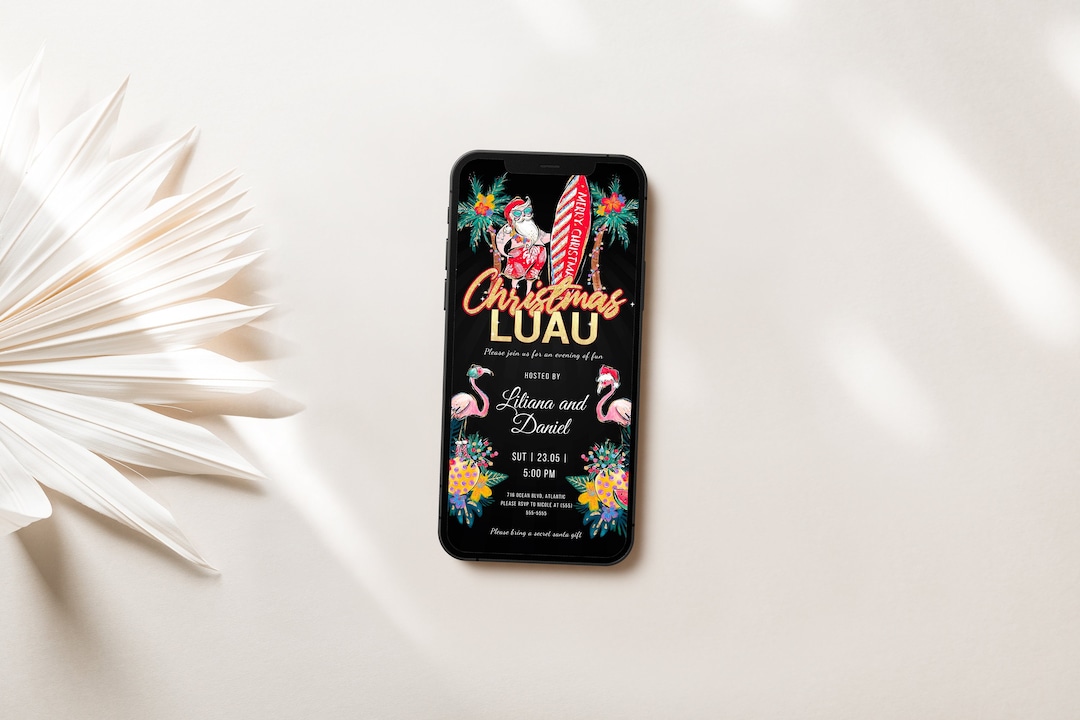 Christmas Luau Electronic Invitation: Tropical Santa Party Evite ...