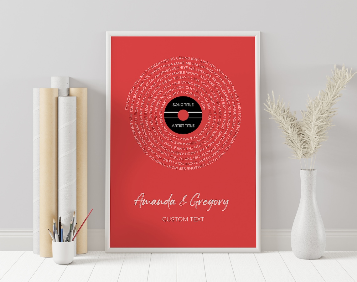 Personalized Vinyl Record Song With Song Lyrics, Valentines Day Gift ...