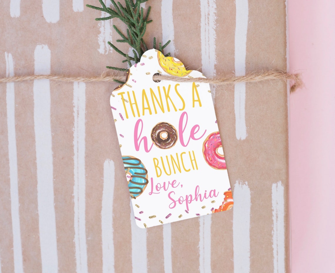 Donut Favor Tags Editable Donuts Thank You Tags A Hole Bunch | Etsy