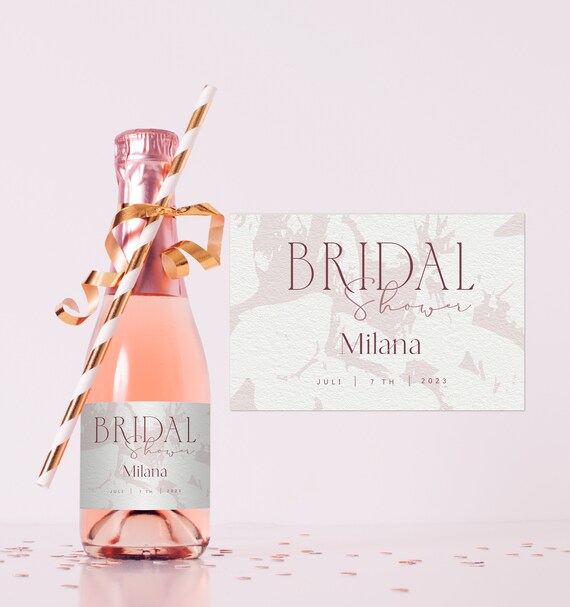 Blush Mini Champagne Label Bridal Shower, Mini Cider Bottle Editable ...