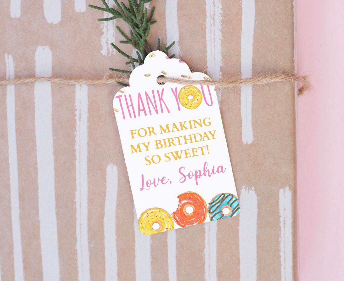 Donut Favor Tags Editable Donuts Thank You Tags Donuts Party | Etsy