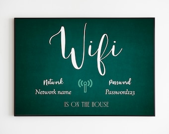 Wifi Sign for Home Printable Wifi Password and Network Sign for Wedding ...