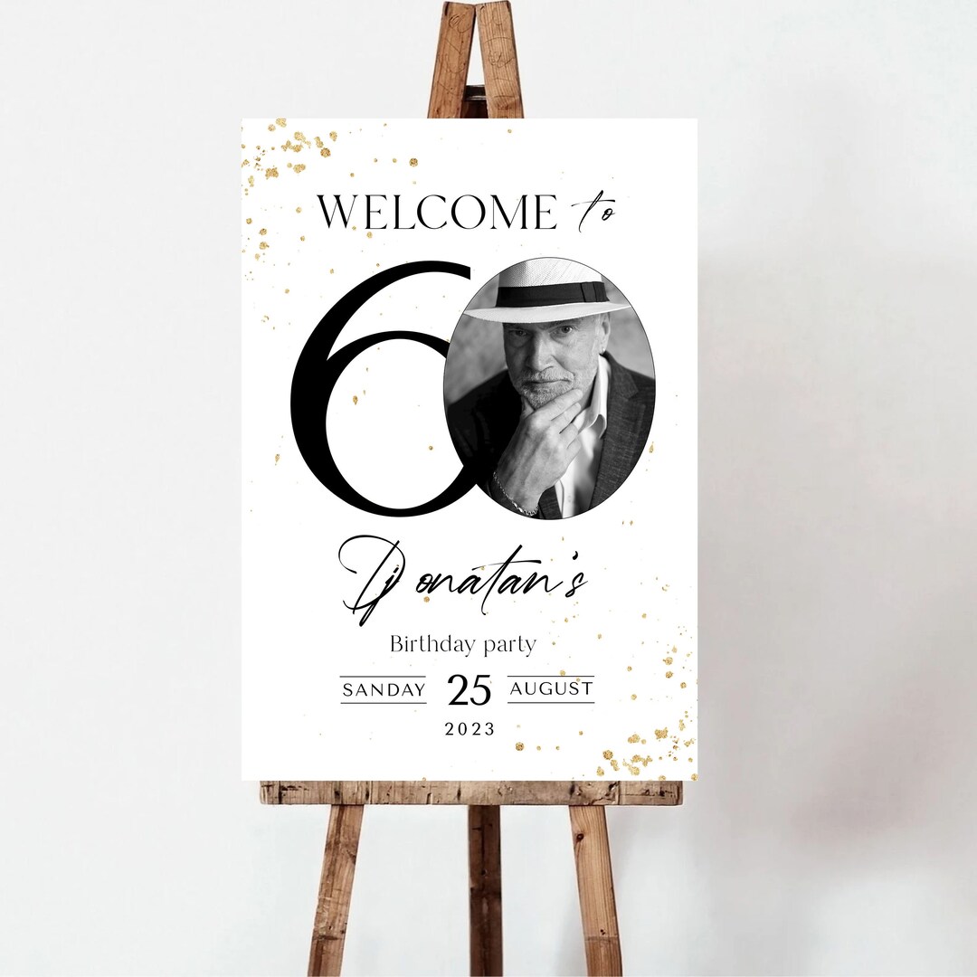 60th Birthday Welcome Sign Adult Sixty Years Banner Anniversary Welcome ...