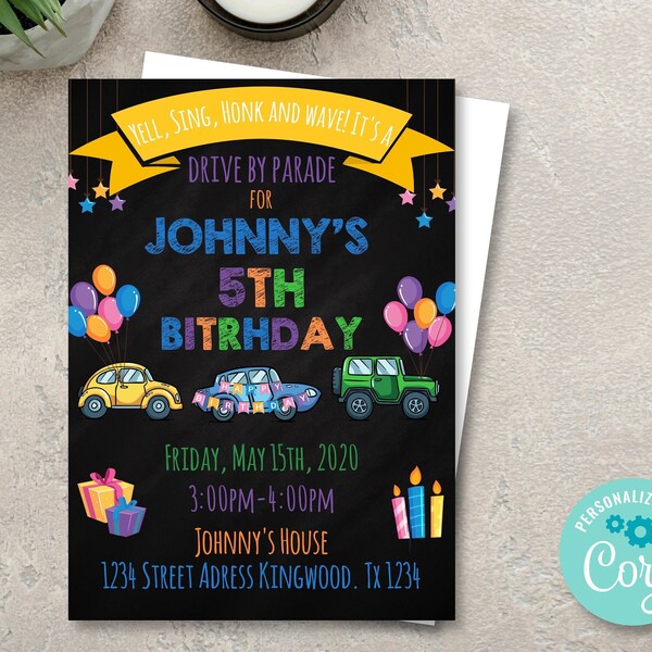 Drive by Birthday Parade Invitation - Etsy