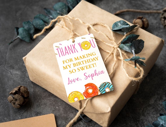 Donut Favor Tags, Editable Donuts Thank You Tags, Donuts Party Decor ...