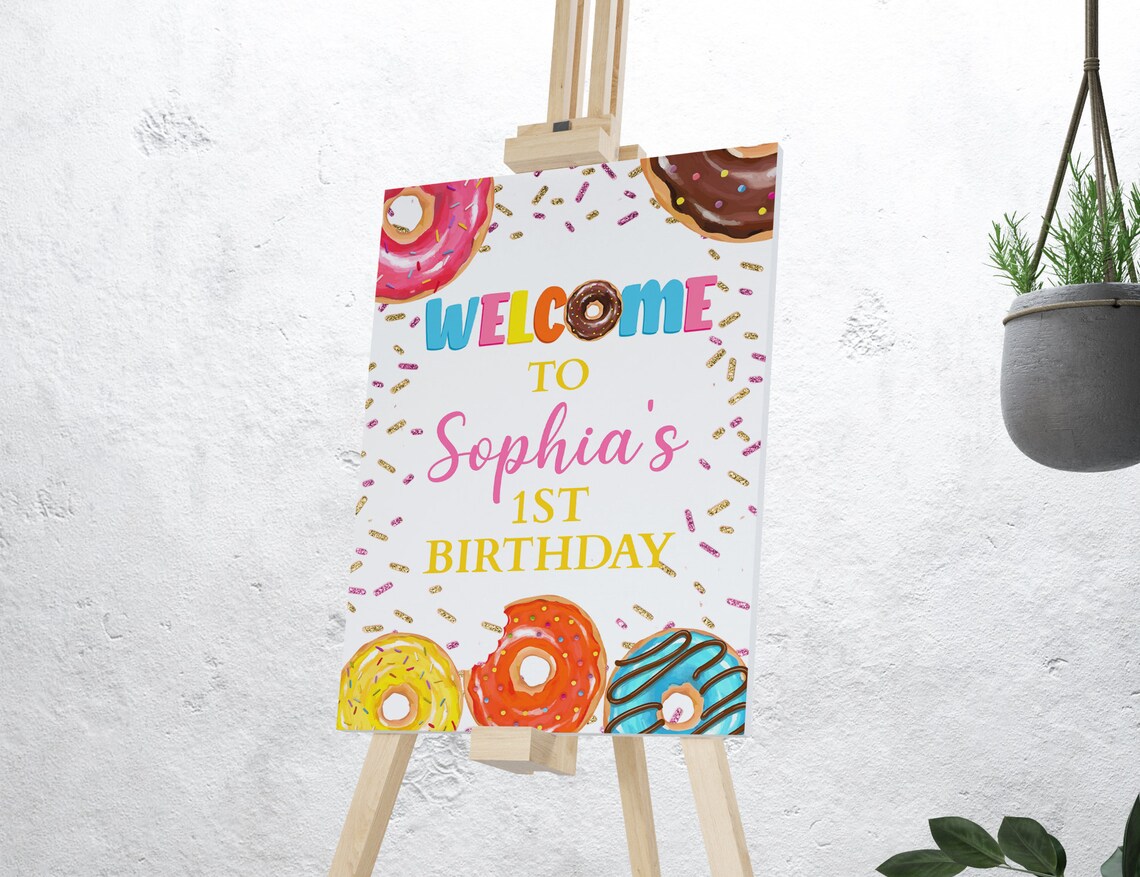 Donut Birthday Party Welcome Sign Donut Birthday Welcome - Etsy