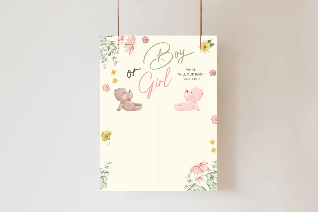 Teddy Bear Gender Reveal Voting Sign, What Will Our Baby Be Bears ...