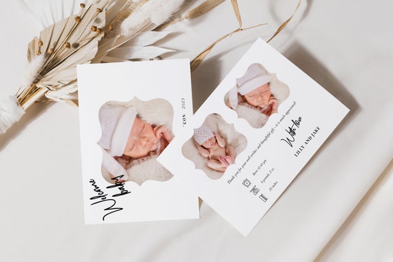 Newborn Baby Birth Announcement Template, Welcome Baby Newborn Stats ...