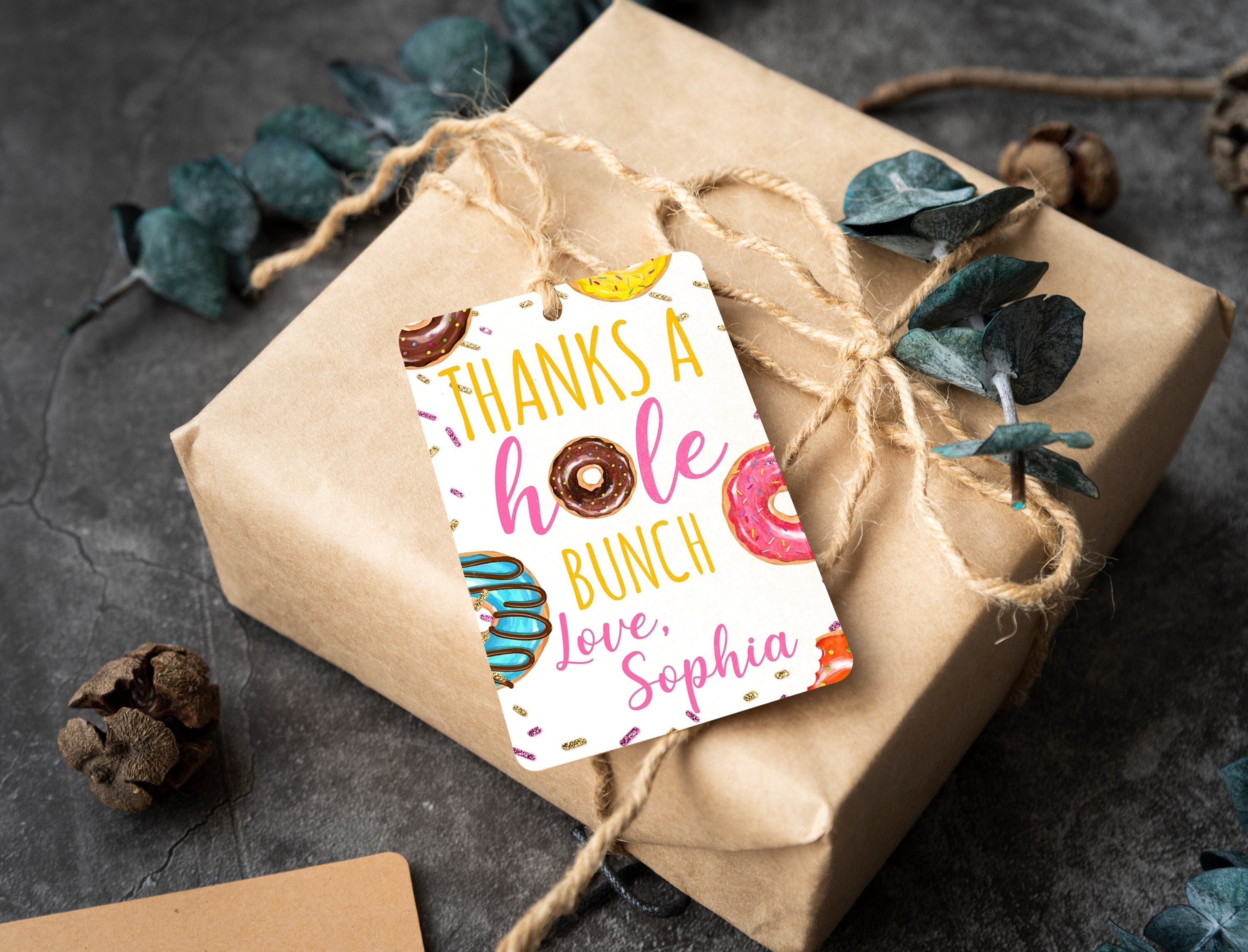 Donut Favor Tags Editable Donuts Thank You Tags A Hole Bunch | Etsy