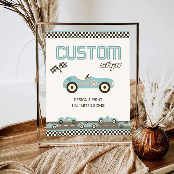 Race Car Baby Shower Custom Sign, Little Racer Is On The Way Baby ...