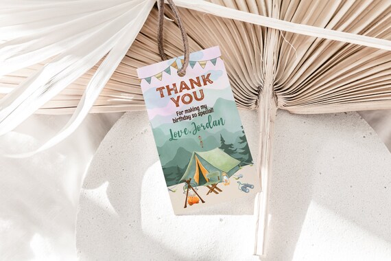 One Happy Camper Thank You Tag, Baby Camper Party Thanks Tag, Camping ...