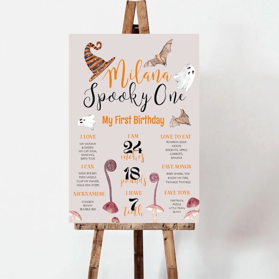 Halloween First Birthday Milestone Sign Printable, Spooktacular First ...