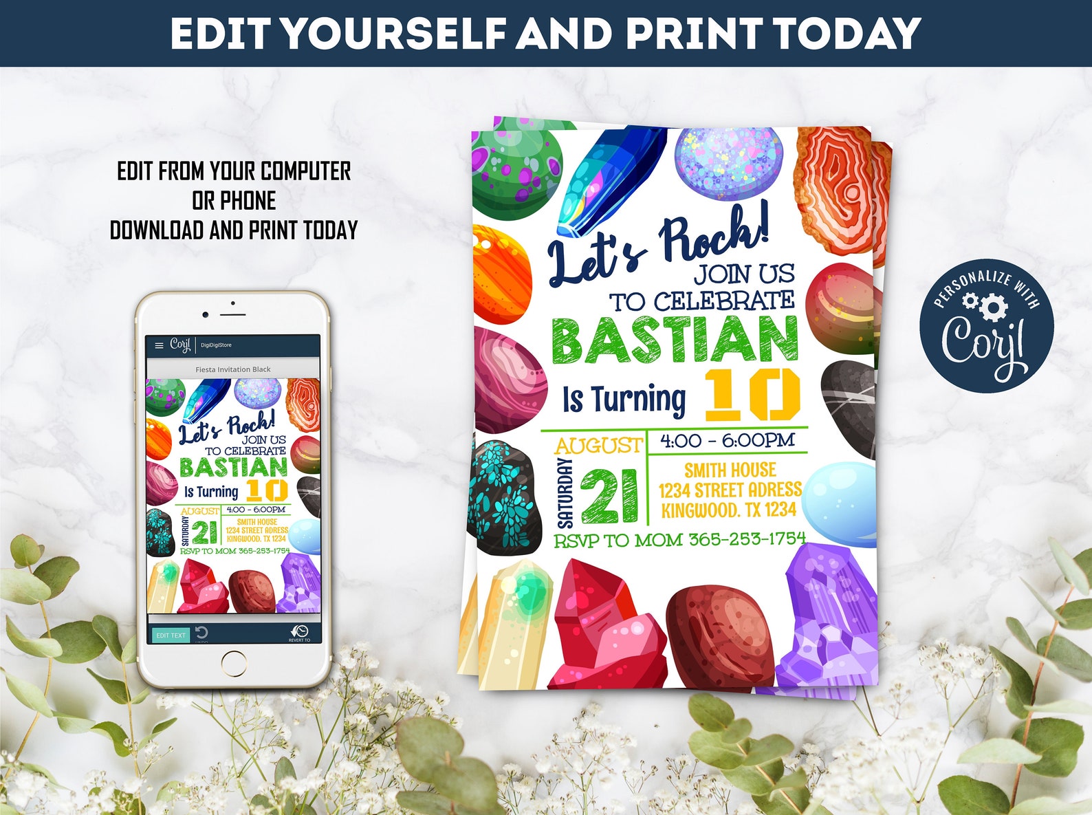 Geology Birthday Invitations Mining Invite Rock Hunt Mining | Etsy