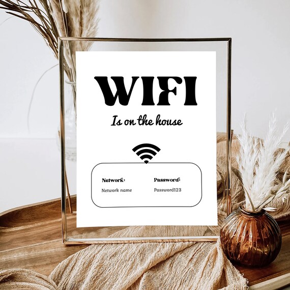 Wifi Password Sign Guest Room Internet Wi-Fi Signs 4x6 5x7 8x10 ...