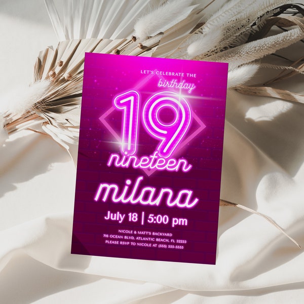 19th Birthday Invitation Girl - Etsy