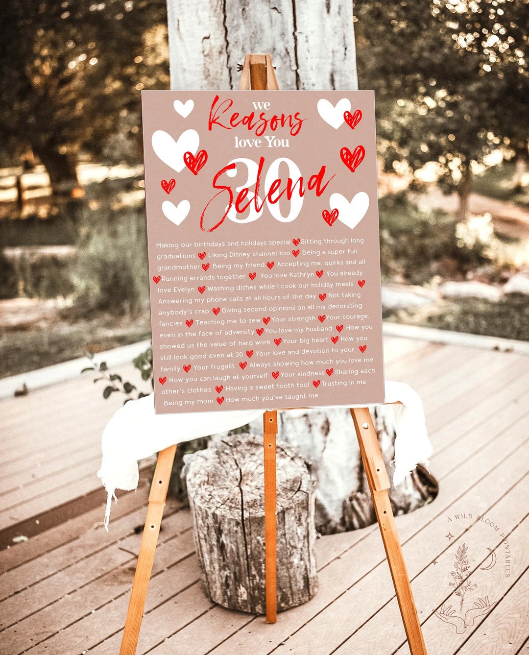 30 Things We Love About You Printable Editable 30th Birthday Reasons ...