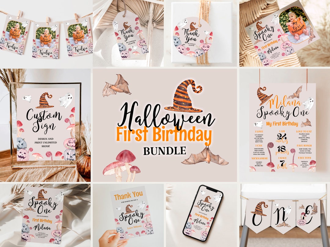 Halloween Birthday Invitation Bundle Printable, Spooktacular Halloween ...