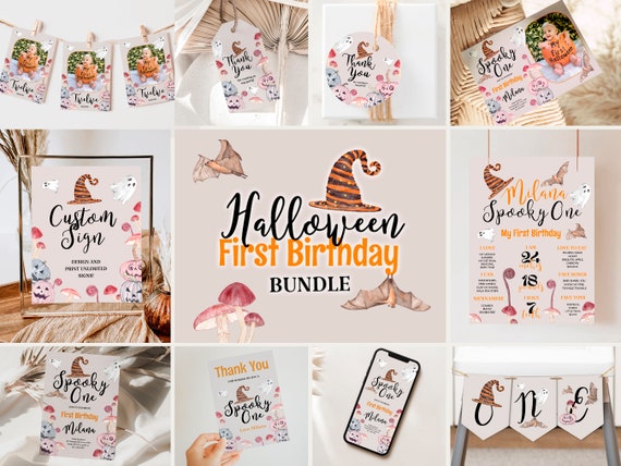 Halloween Birthday Invitation Bundle Printable, Spooktacular Halloween ...