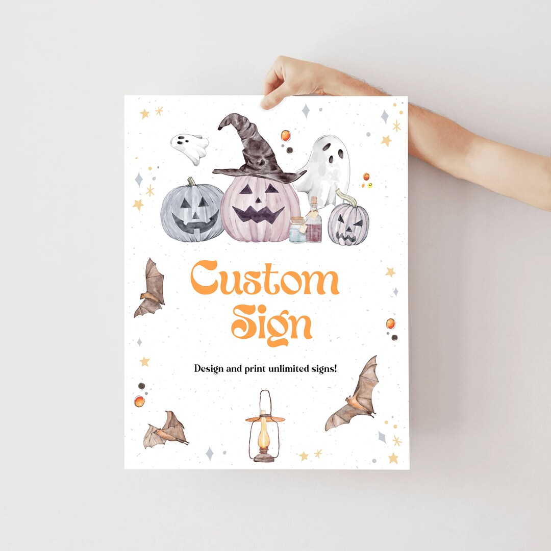Halloween Baby Shower Custom Sign: Spooky Pumpkin Witch Printable (PDF ...