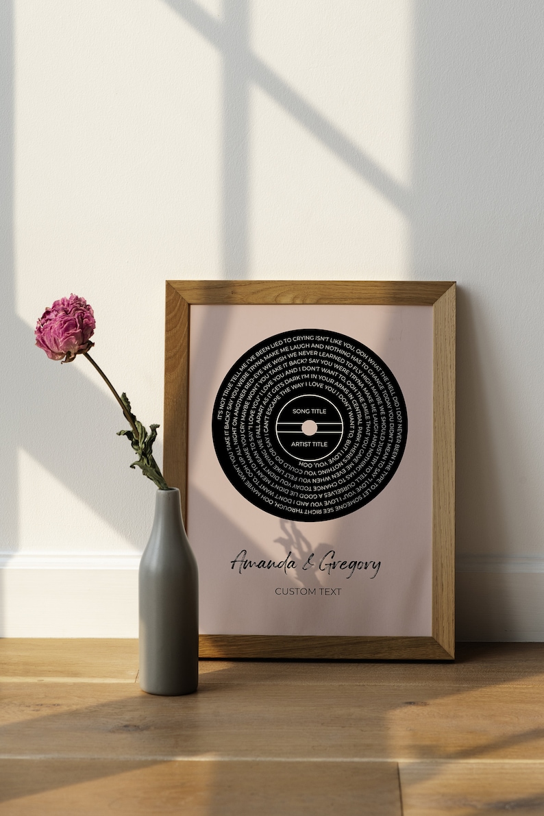 Vinyl Record Song Lyrics Birthday Couples Gift Present | Etsy