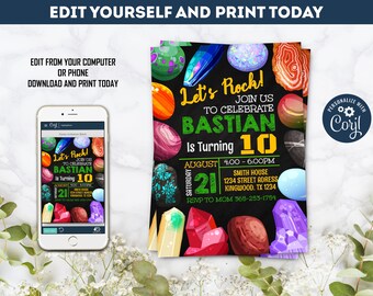 Geology Birthday Invitations Mining Invite Rock Hunt Mining | Etsy