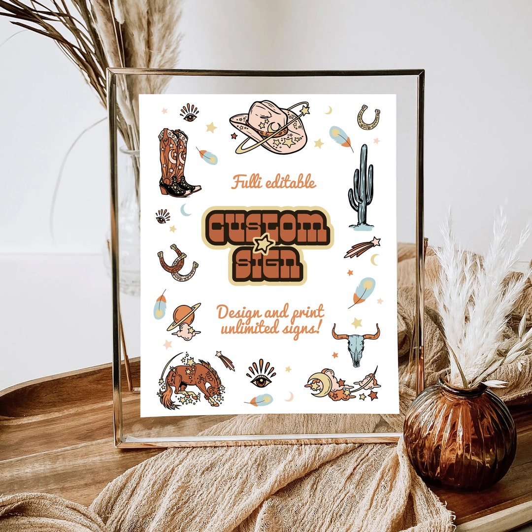 Cowboy Custom Sign Wild West Custom Sign Editable - Etsy