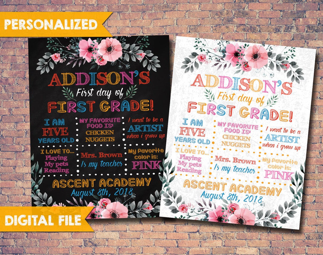 Back to School Sign, First Day of School Sign, 1st Day of School ...