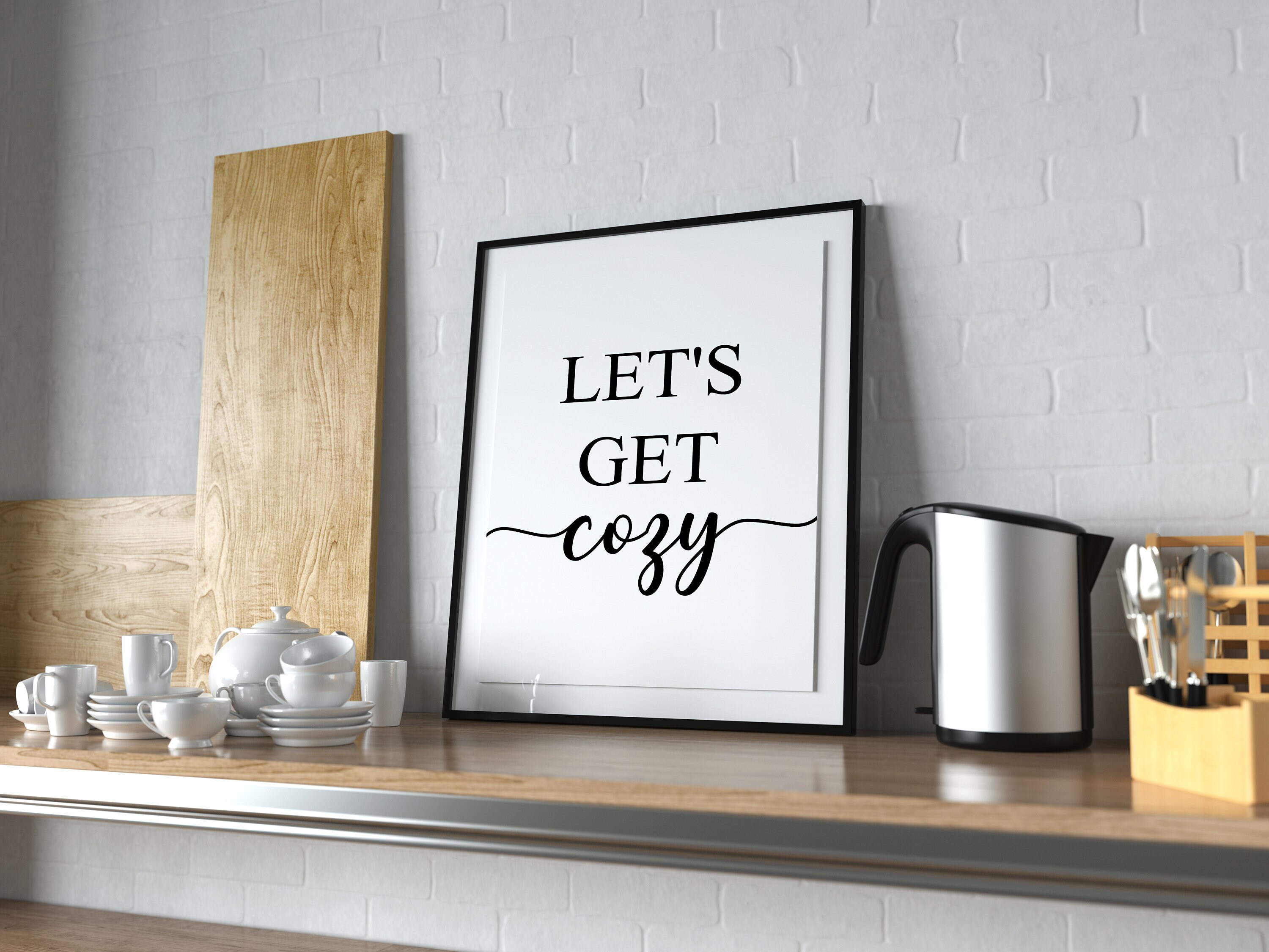 Let's Get Cozy Printable Art Funny Bedroom Art Let's | Etsy