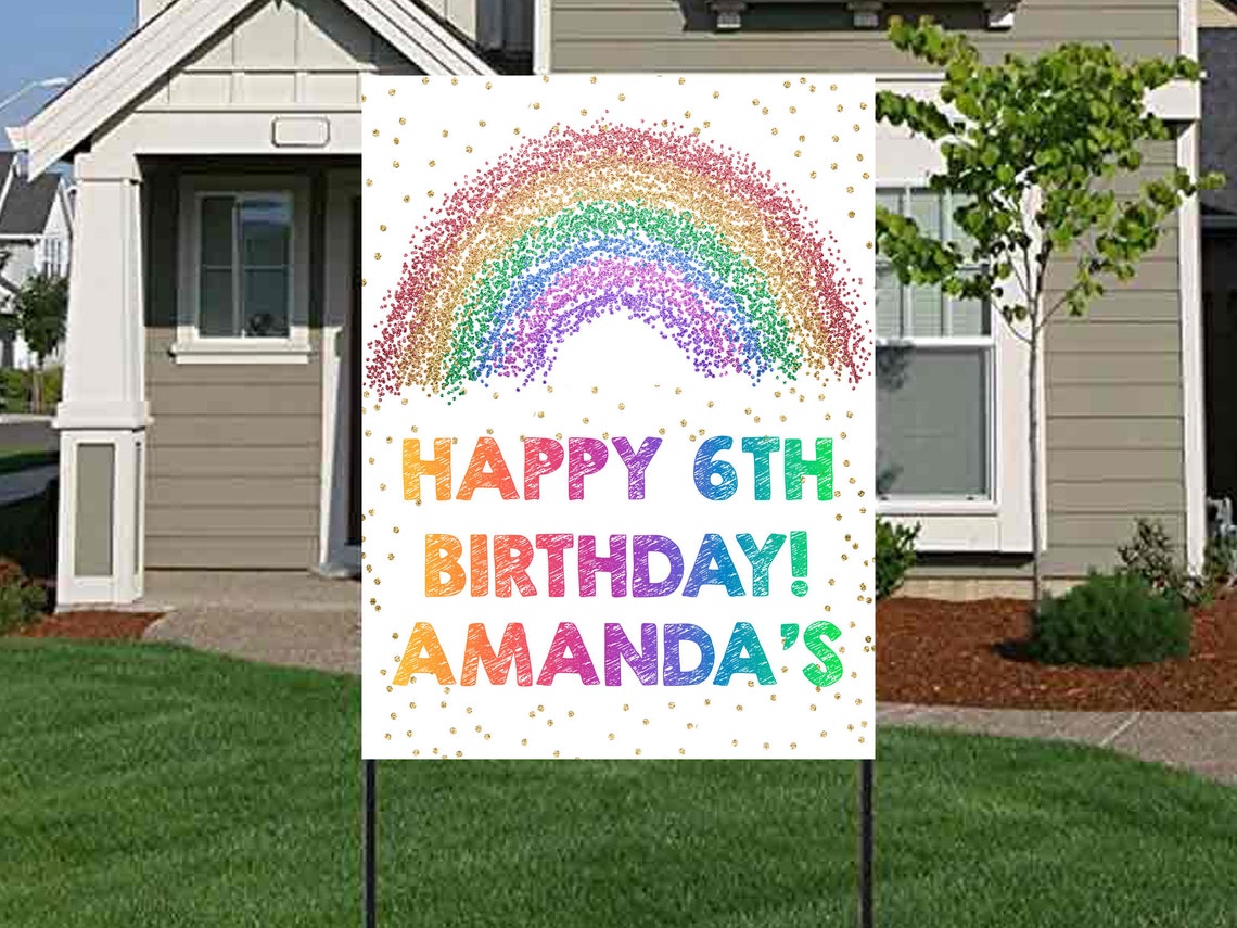 Rainbow Birthday Sign Rainbow Yard Sign Glitter Rainbow - Etsy