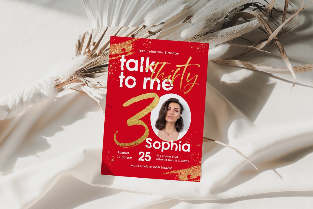 Talk Thirty to Me 30th Birthday Invitation With Photo Party Invitation ...