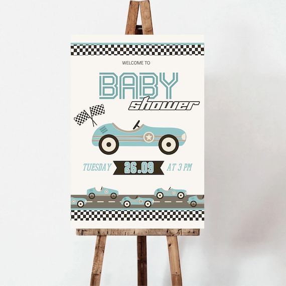 Race Car Baby Shower Welcome Sign, Speed Racing F1 Theme Shower Party ...
