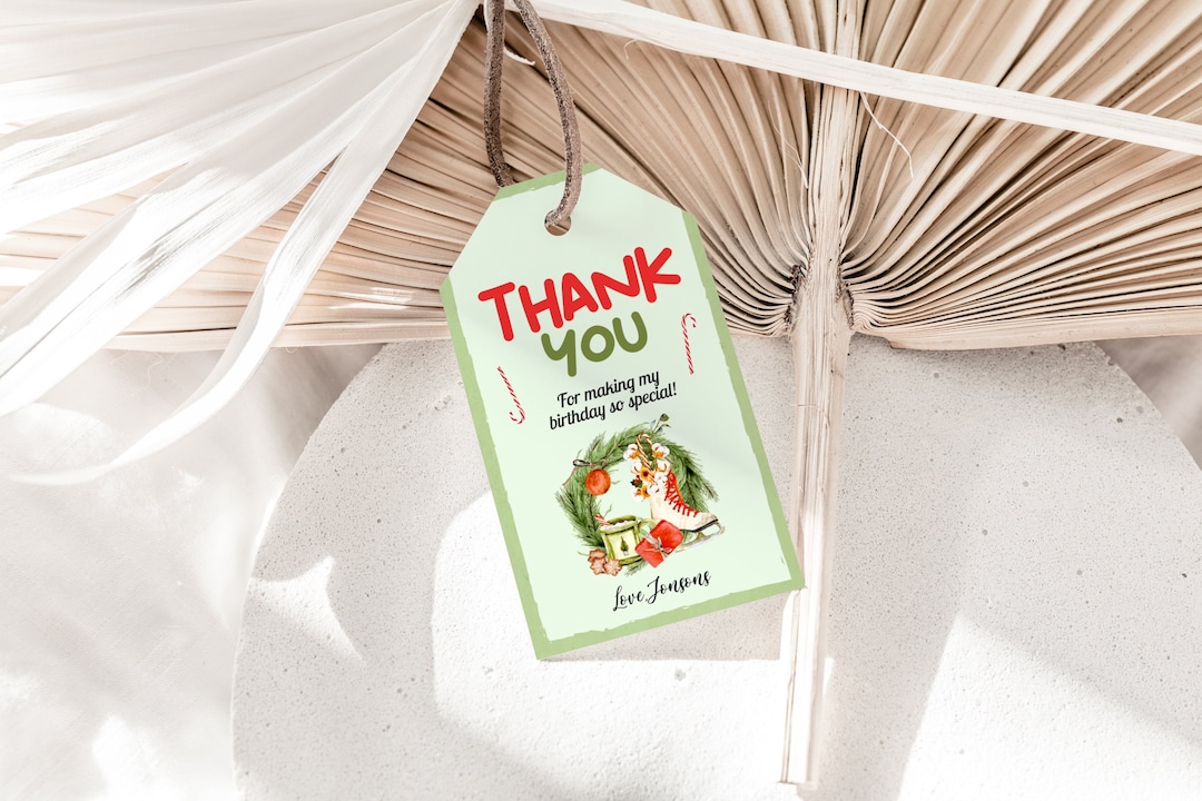 Christmas Thank You Tag, Merry Christmas Thank You Tag, Holiday Gift ...