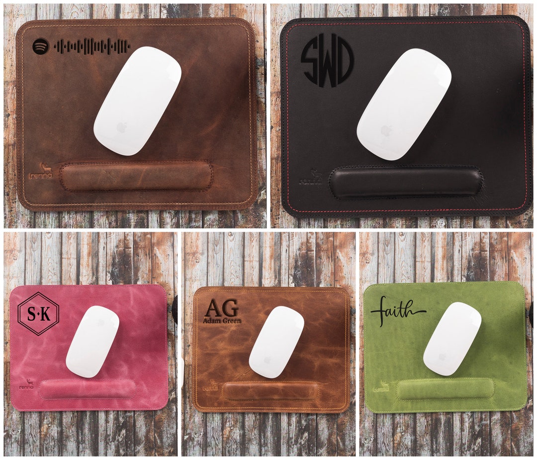 Personalized Leather Mouse Pad, Ergonomic Mouse Pad With Wrist Rest ...