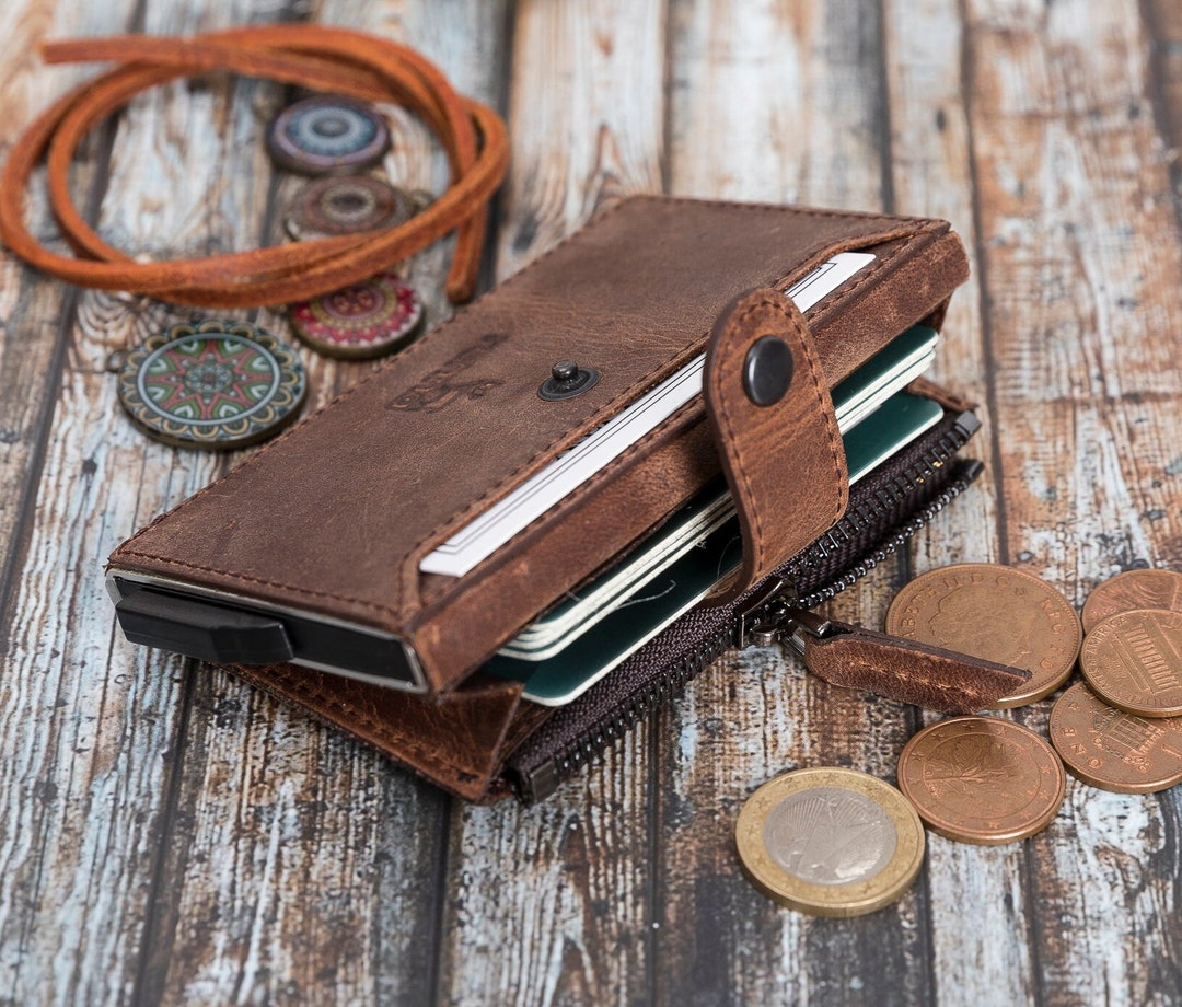Renna Genuine Leather Mechanical Wallet RFID Blocking Wallet - Etsy