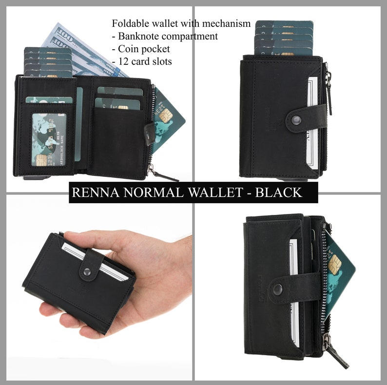 Renna Genuine Leather Mechanical Wallet RFID Blocking Wallet - Etsy
