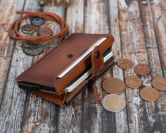 Renna Genuine Leather Mechanical Wallet with RFID Protection | Etsy