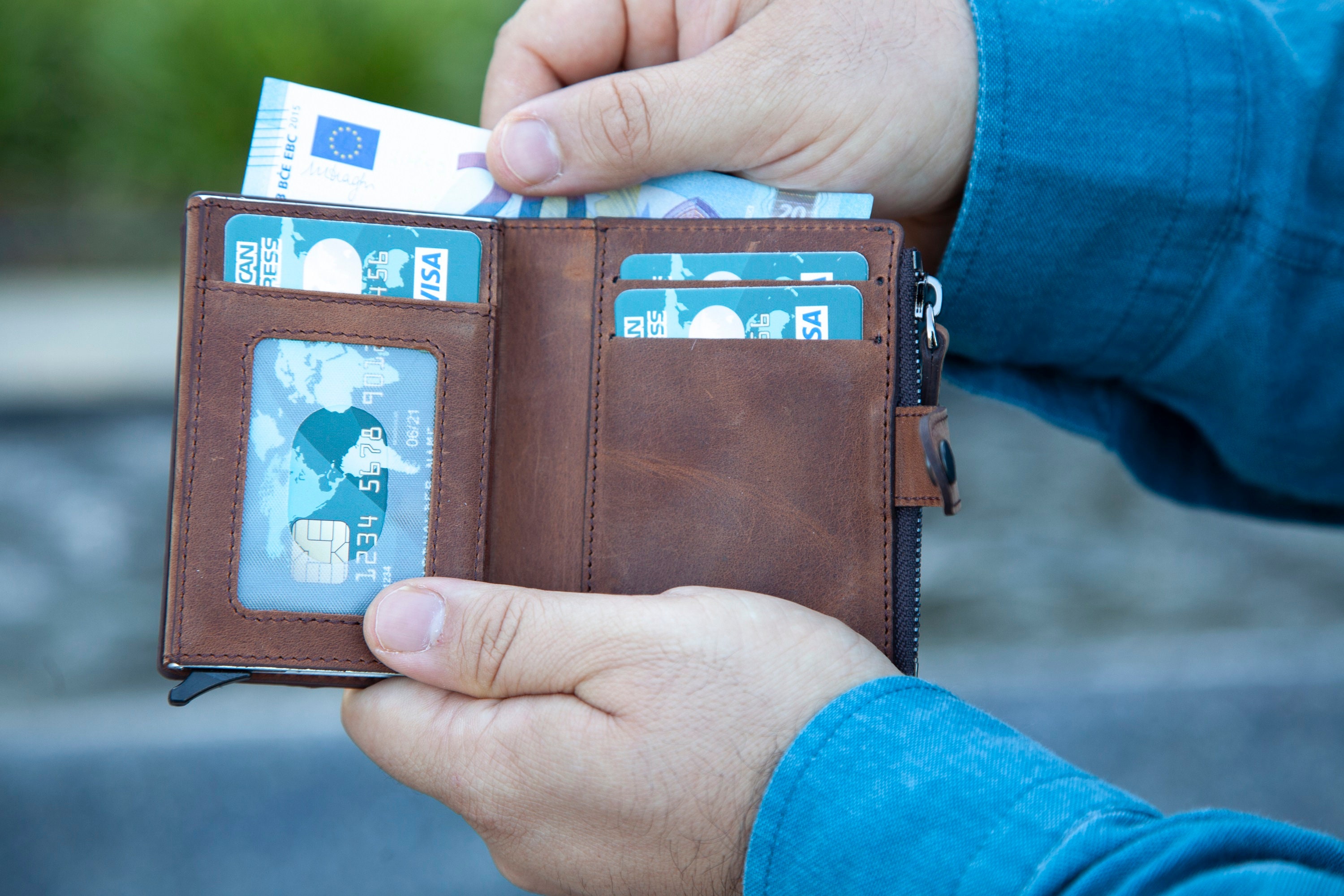 Renna Genuine Leather Mechanical Wallet RFID Blocking | Etsy