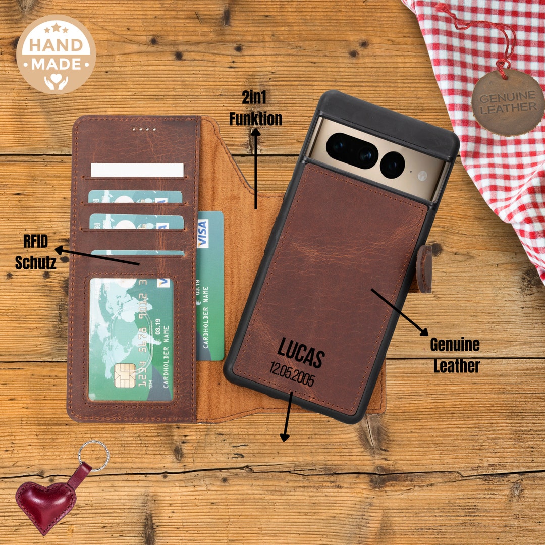 Google Pixel 7/8/PRO Phone Case Personalized Genuine Leather 2in1 ...