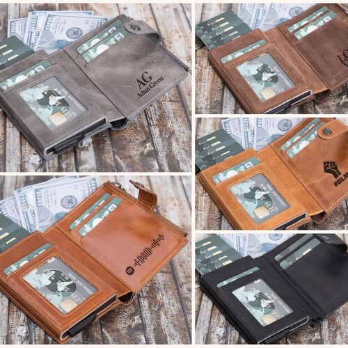 Renna Genuine Leather Mechanical Wallet RFID Blocking Wallet - Etsy