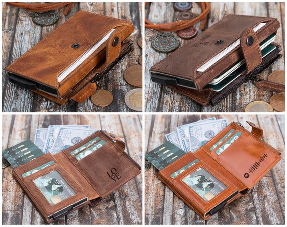 Renna Genuine Leather Mechanical Wallet RFID Blocking Wallet - Etsy