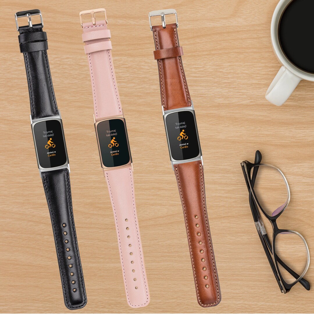 Personalized Leather Fitbit Charge 5 6 Smart Watch Band Custom 18mm ...