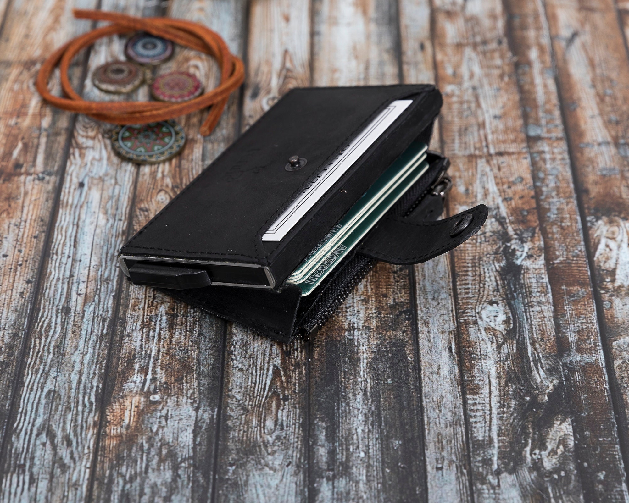 Renna Genuine Leather Mechanical Wallet with RFID Protection | Etsy