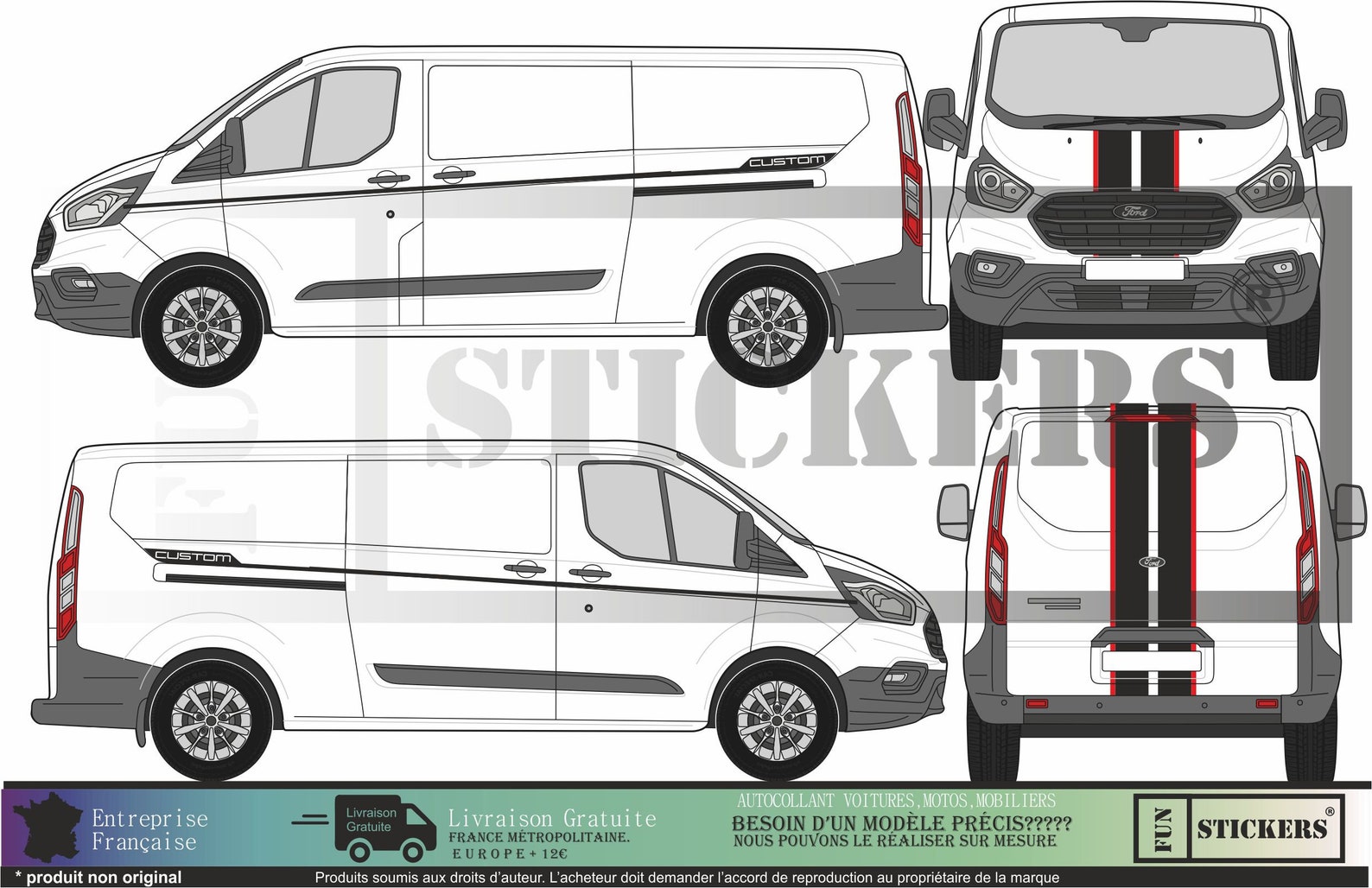 Ford Transit Custom Body Kit Strippe Front Back Left Right - Etsy