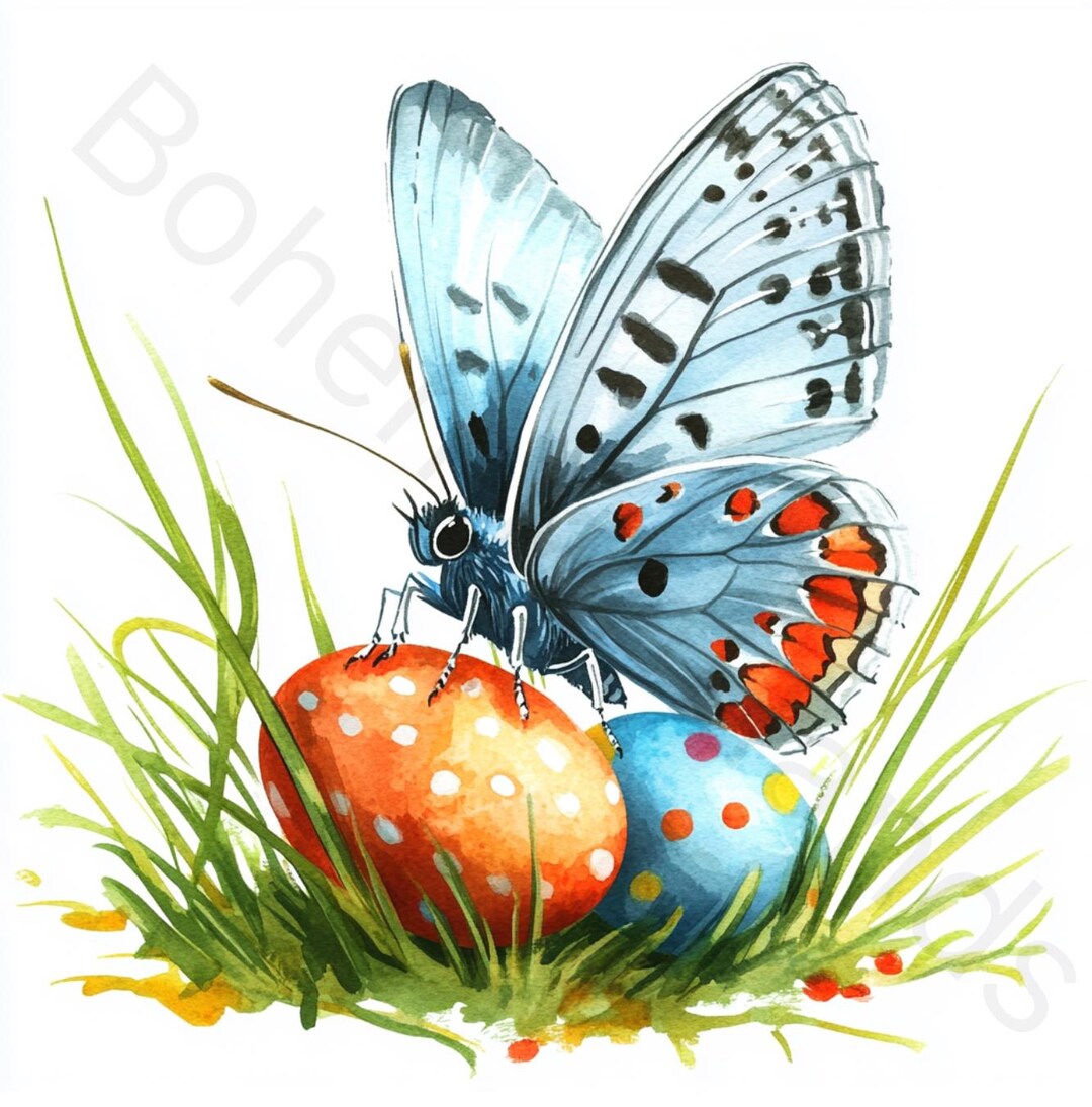 12 Printable Easter Butterflies Clipart Bundle | Watercolor Butterfly ...