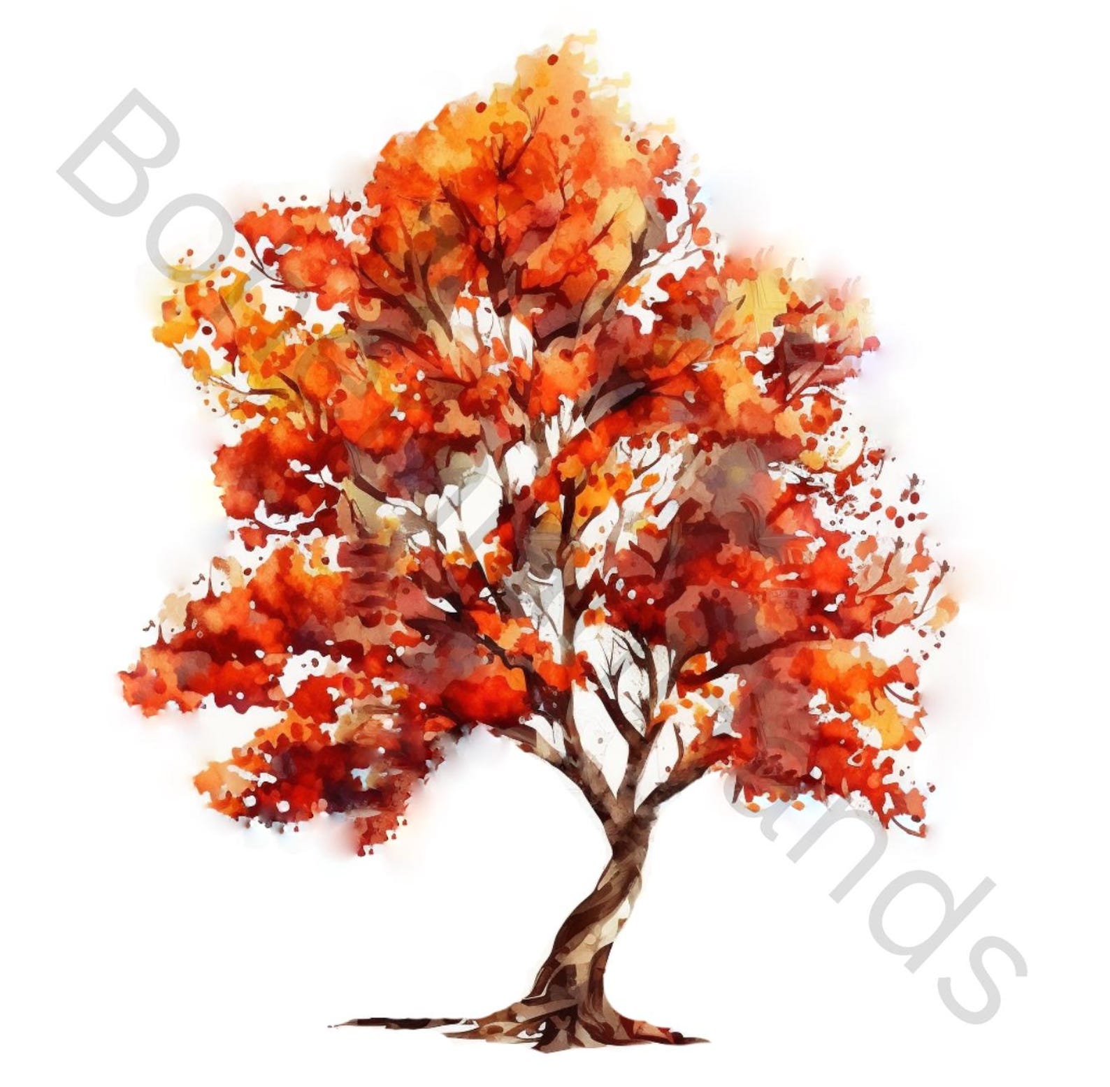12 Printable Abstract Red Fall Trees Clipart Bundle | Watercolor Fall ...