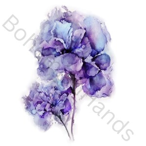 12 Printable Abstract Violet Flowers Clipart Bundle | Watercolor Flower ...